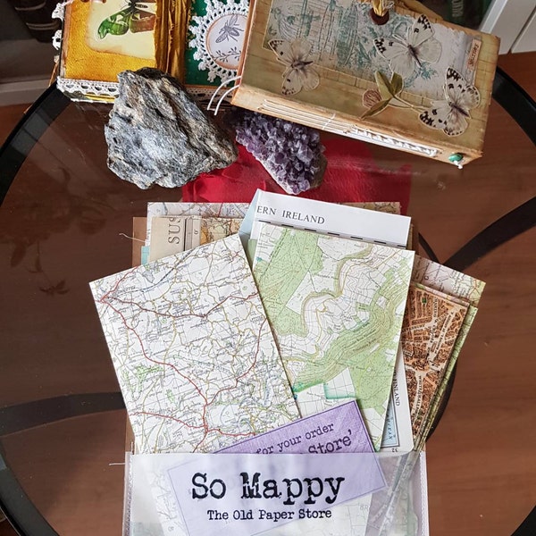 Vintage Map Pieces * 15 Pieces * Junk Journal Ephemera * Vintage Maps ...