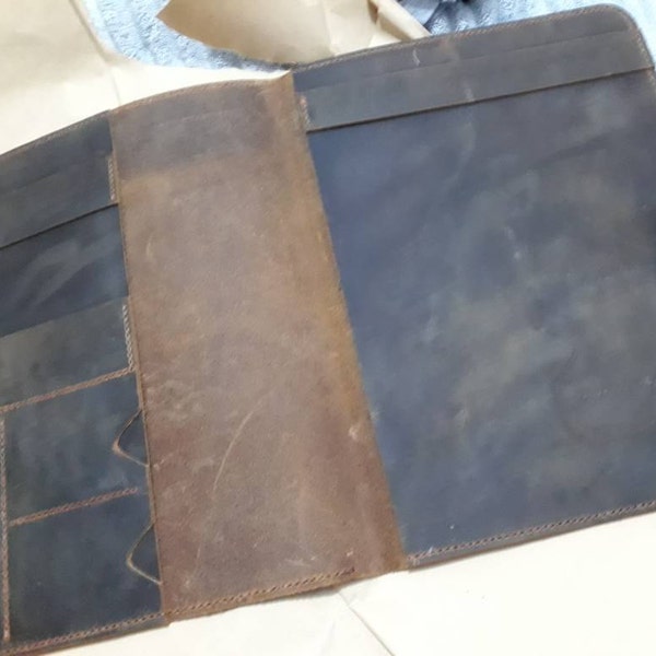 Personalized Vintage Real Leather Business Portfolio Notepad Folder ...