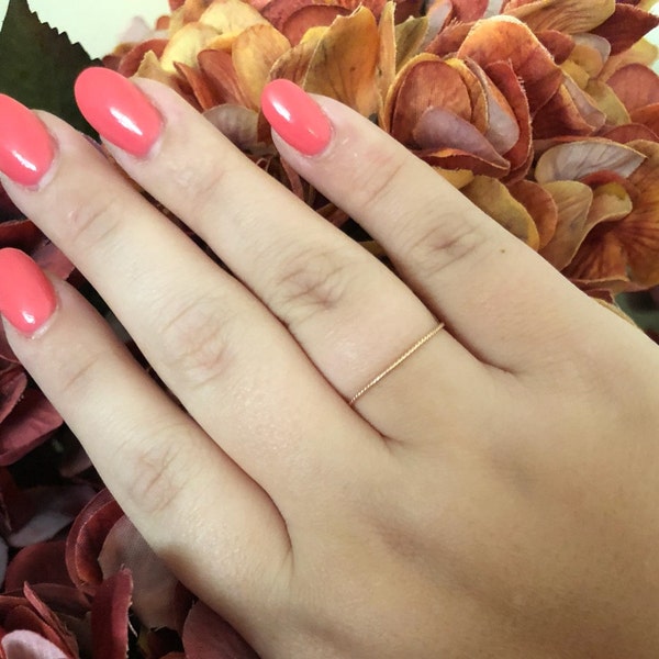 Minimalist Ring/ Thread of Gold Bands/ Stackable Handmade/ Dainty ...