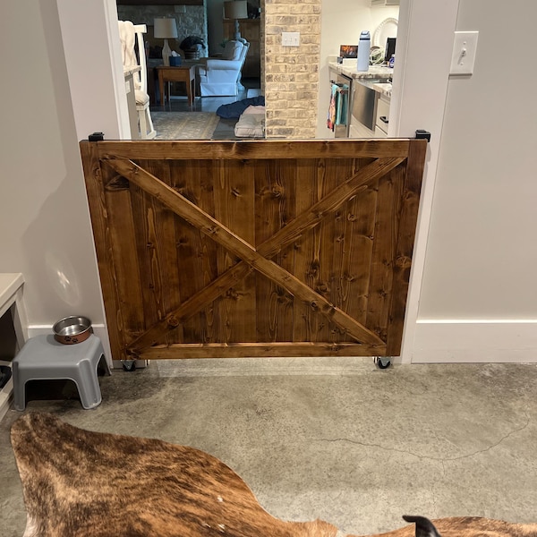Rolling Baby Gate, Farmhouse Dog Gate Barn Door Baby Gate, Barn Door ...