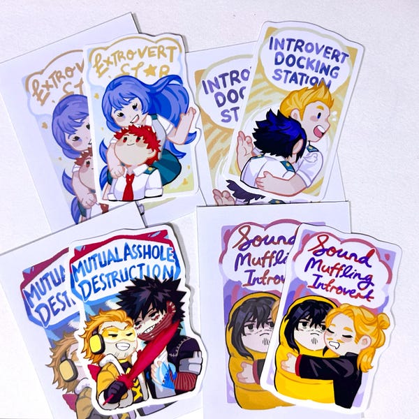 Charms | 3" X 2" | Introvert / Extrovert Chibis - Etsy