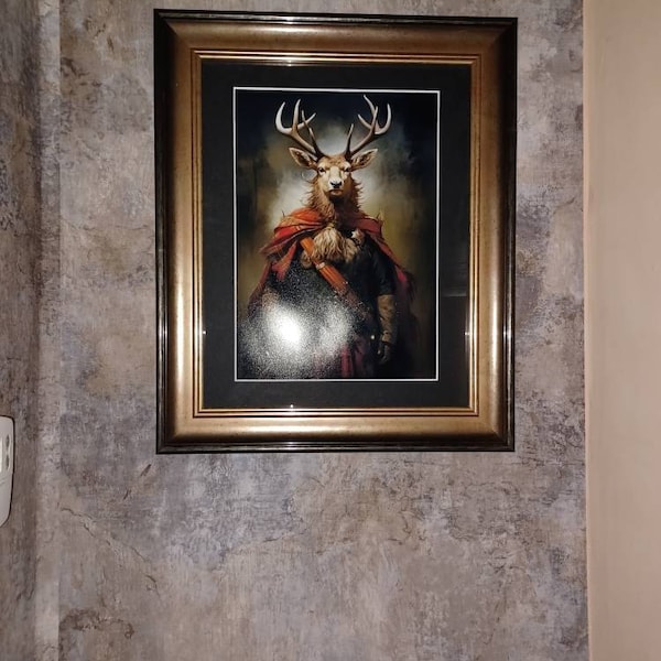 Highlander Scottish Deer Stag Fine Art Giclee Baroque Painting Wall Art ...
