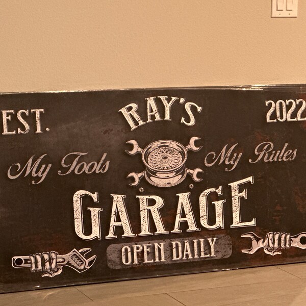 Custom Garage Sign, Car Mechanic Sign, Work Shop Sign, My Tool My Rules ...