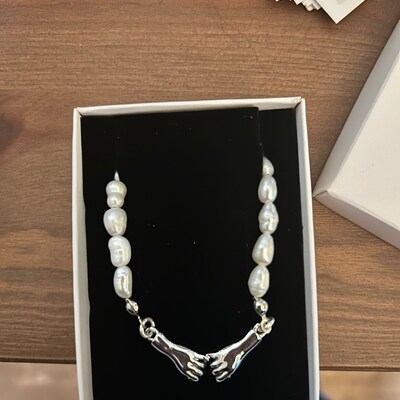 NEW Gold Chain Necklace Square Baroque Pearl Necklace - Etsy