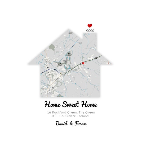 Personalized New Home Gift, Housewarming Gift for Couple, New House Map ...