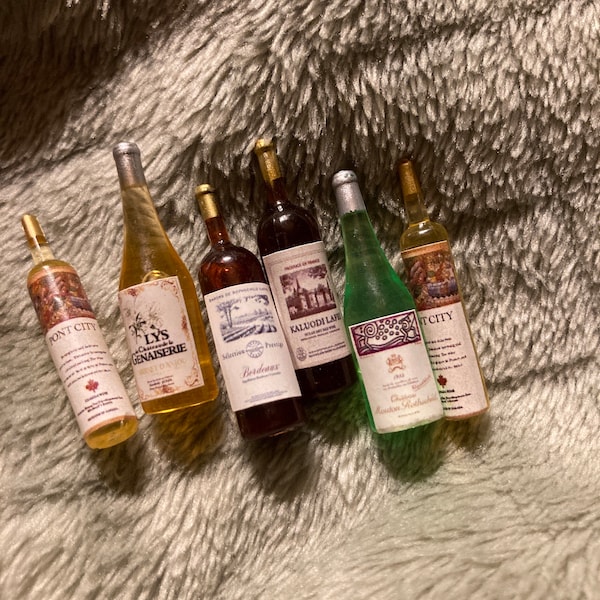 Dollhouse Miniature Wine Bottles X6 Red White Tall 1:12 Scale Kitchen ...