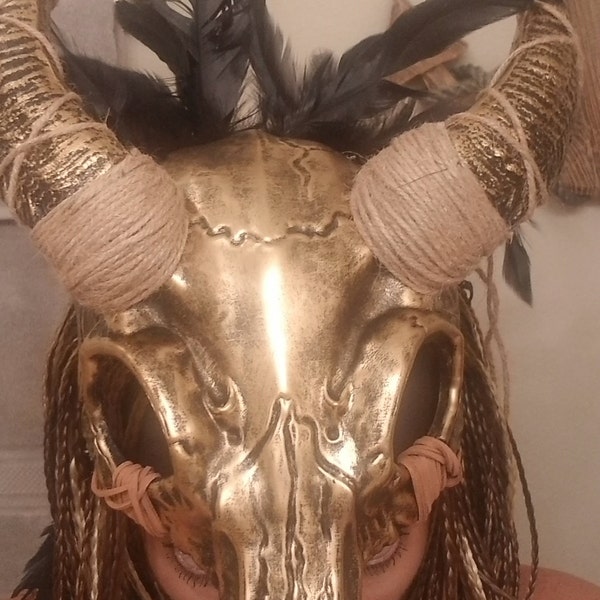 Ram Horn Skull Pagan Viking Ritual Skull Witchcraft Skull Deer Antler ...