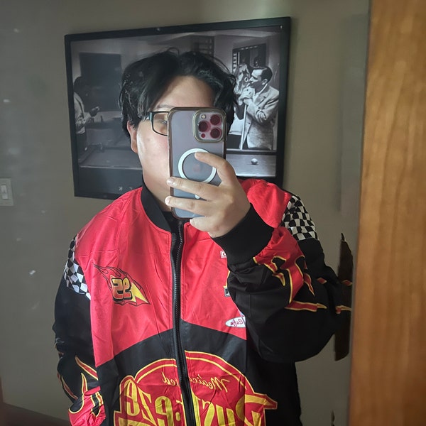 Vintage Lightning Mcqueen 95 Fleece Bomber Jacket, Rust-eze Cars Piston ...