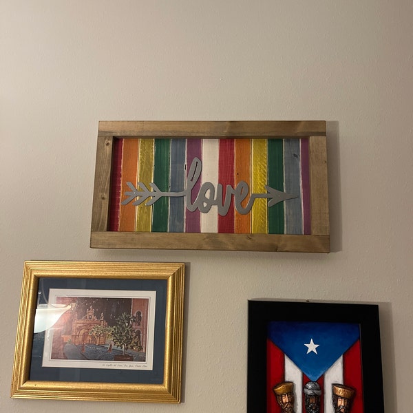 Rainbow Love Sign / Weathered Wood and Metal / Gay Pride / LGTBQ ...