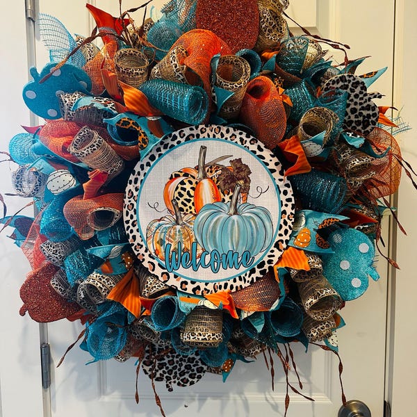 Leopard Welcome Pumpkins Wreath Sign - Etsy