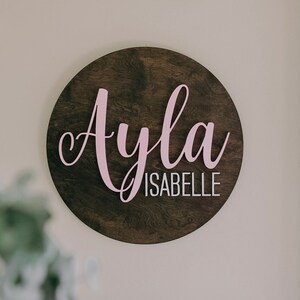 Custom Round Name Sign 12-36 Kids Sign Decor Baby Wall Art Wooden Name ...