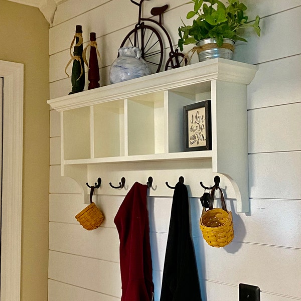 Wood Cubby Shelf: Mudroom Organizer With Hooks - Etsy