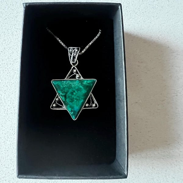 Star of David Necklace,eilat Stone Pendant, 925 Sterling Silver Pendant ...