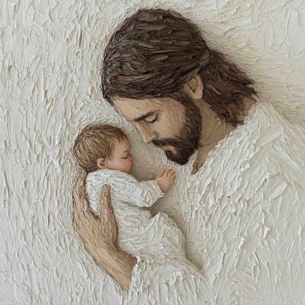 Joy of the Savior - Smiling Jesus Portrait Art, Impasto Christian Wall ...