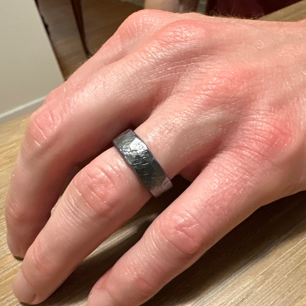 Sterling Silver Wide Ring Band, Organic Texture, Matte Finish, Wedding ...