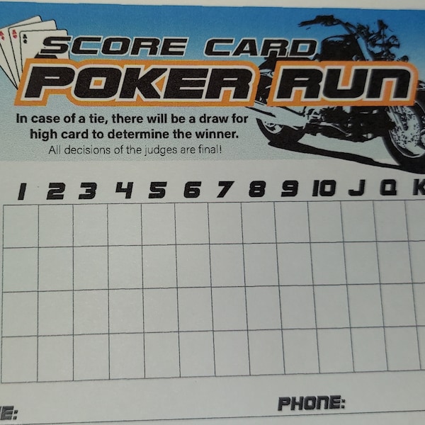 Custom Poker Run Score Cards - Etsy