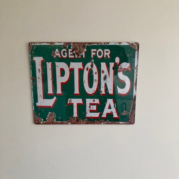 Vintage Liptons Tea Sign, Tea Sign, Vintage Sign. Retro Wall Sign ...