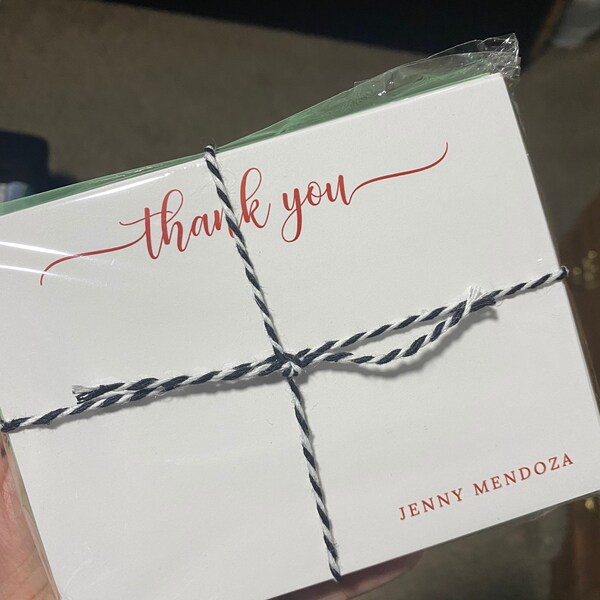 Thank You Personalized Stationery Gift Set, Stationary Flat Cards With ...