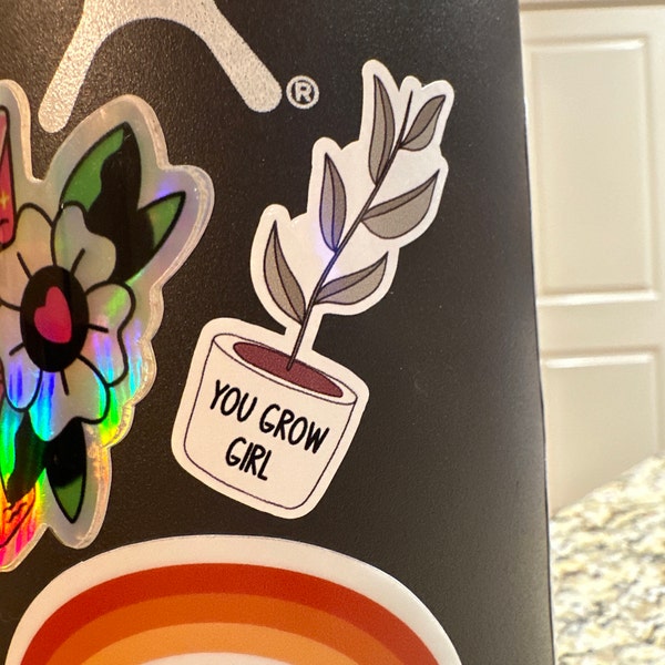 You Grow Girl Potted Plant Sticker, Potted Plants Succulent Planting ...