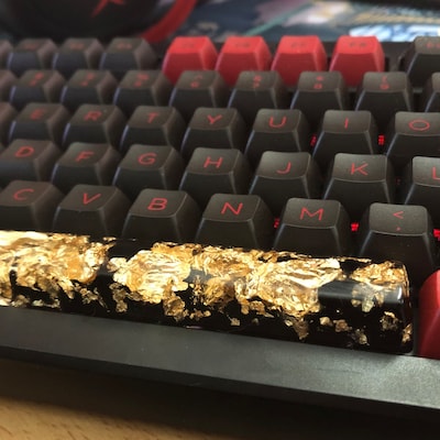 Black & Gold Keycaps More Sizes Artisan Glossy Arrow Keys, ESC 1u ...