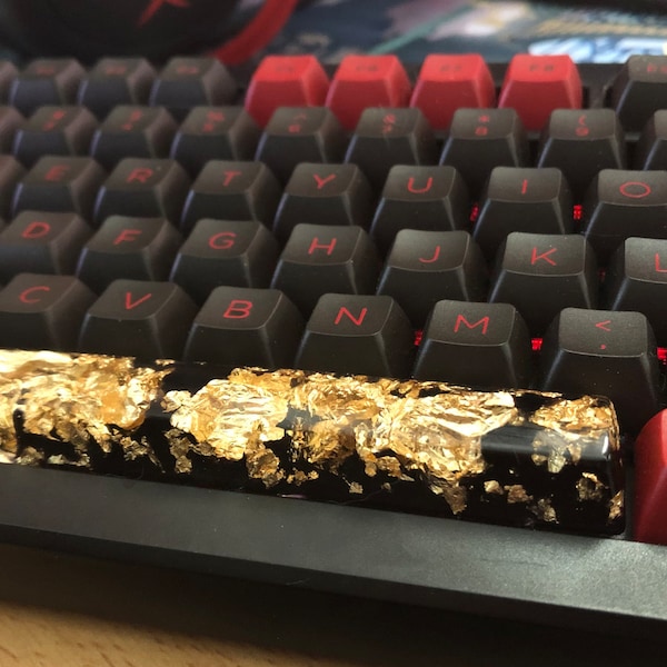 Black & Gold Keycaps - More Sizes - Artisan Glossy Arrow Keys, ESC 1u ...