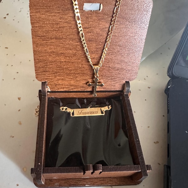 18K Gold Cross Necklace for Baby, Gold Filled Crucifix on Figaro Chain ...