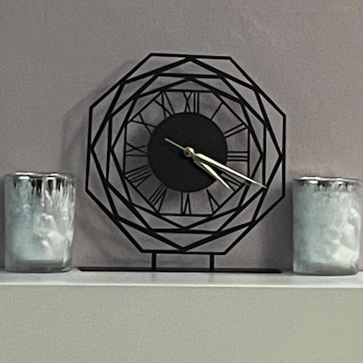 Desk Clock Modern Square Roman Numbers Metal Black Desk - Etsy