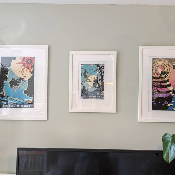 Icarus Greek Mythology Print, Graphic Minimalist Wall Art, the Fall of ...