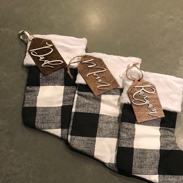 Personalized Wood Name Tag 3D Cutout Christmas Stocking Tag Name ...