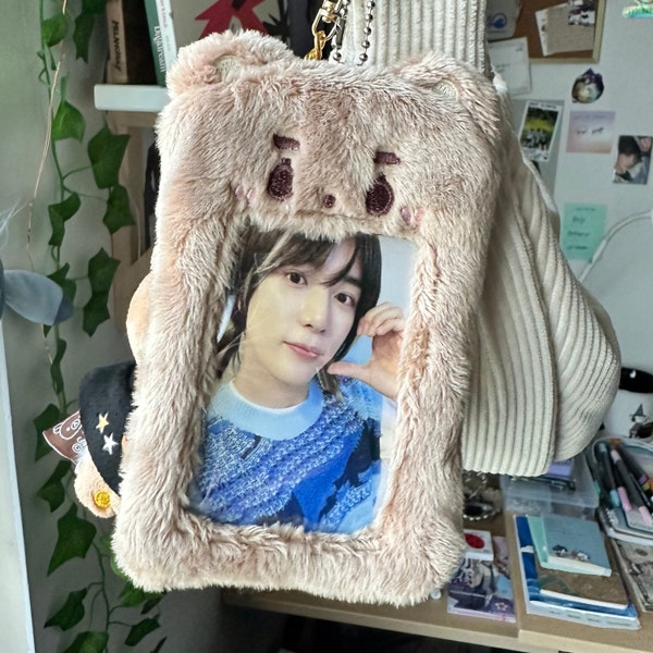 Plush Fluffy Photocard Holder Keychains - Etsy