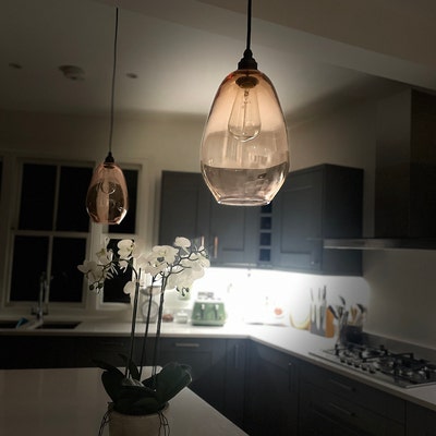 Kitchen Pendant Lighting. Dining Table Lighting. Coloured Glass Pendant ...