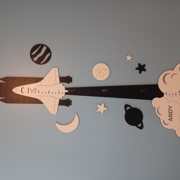 Personalized Space Themed Growth Chart Wooden Growth Chart Rocket Ship ...