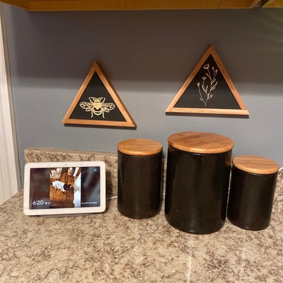 MINI Wall Hanging CARVED Bee Triangle With Hickory Wood Frame Triangle ...