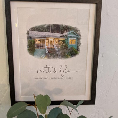 New Home Gift, Realtor Closing Gift, House Portrait, Housewarming Gift ...