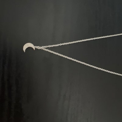 Crescent Moon Necklace for Men, Men's Necklace Silver Half Moon Pendant ...