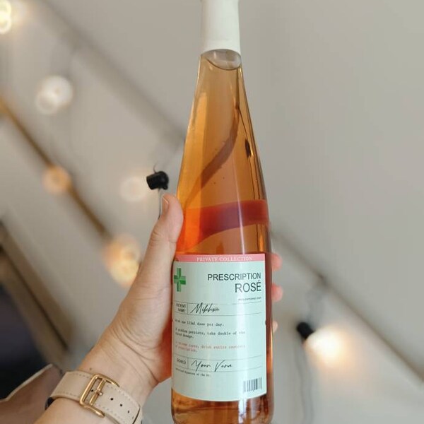 Personalised Prescription Wine Label Red White Rose Vinyl Sticker Funny ...