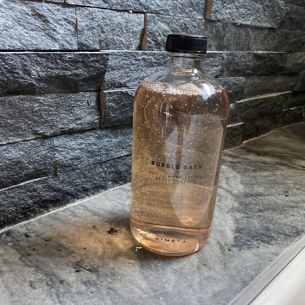 Bubble Bath Bottle - 16oz Glass, Clear, Refillable, Reusable, Eco ...