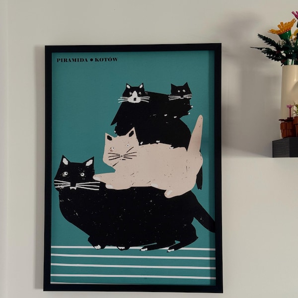 Pyramid of Cats, Piramida Kotów, Original Polish Poster, Plakat, Koty ...