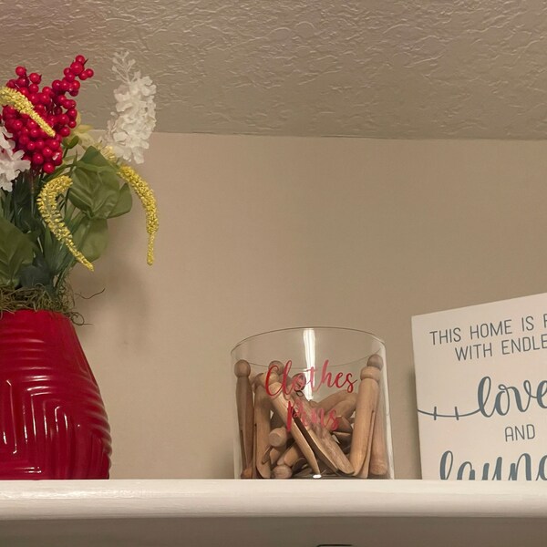 Clothes Pins Label Decal / Laundry Room Decor / Clothes Pins Label ...