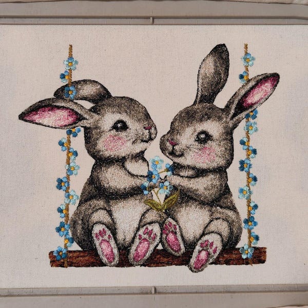 Easter Bunny Machine Embroidery Design - 4 Sizes, Rabbit Embroidery ...