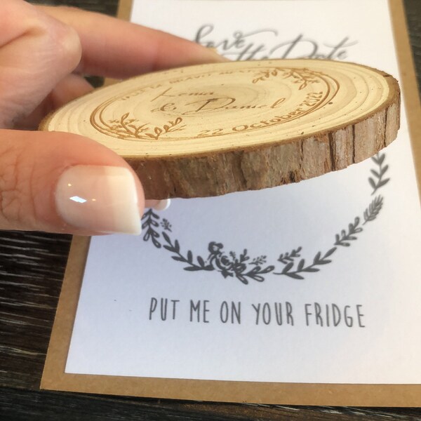 Personalized Flora Wedding Save the Date Magnet,wood Magnet With ...