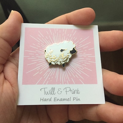 Little Sheep Gold Plated Hard Enamel Pin Knitters Flair - Etsy