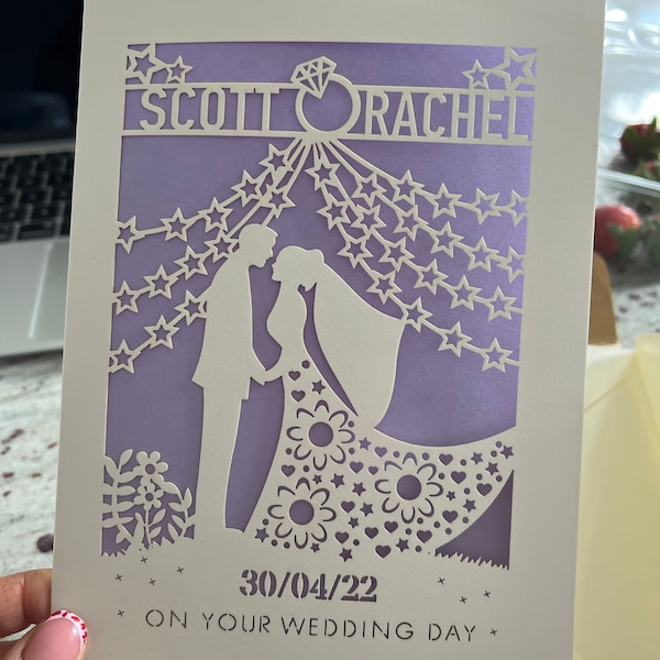Personalised Papercut Wedding Card, Laser Cut Wedding Anniversary Card ...