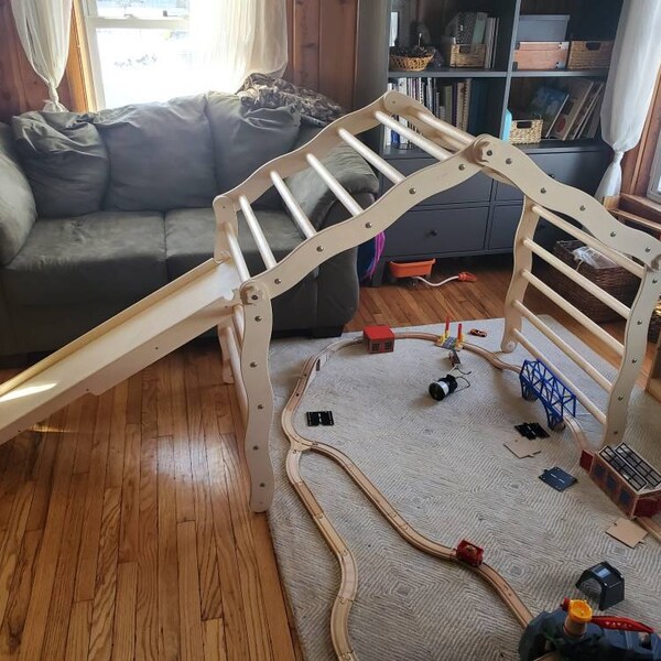 Set 2in1 Large Climbing Triangle + Sliding Ramp / Transformable Climber ...