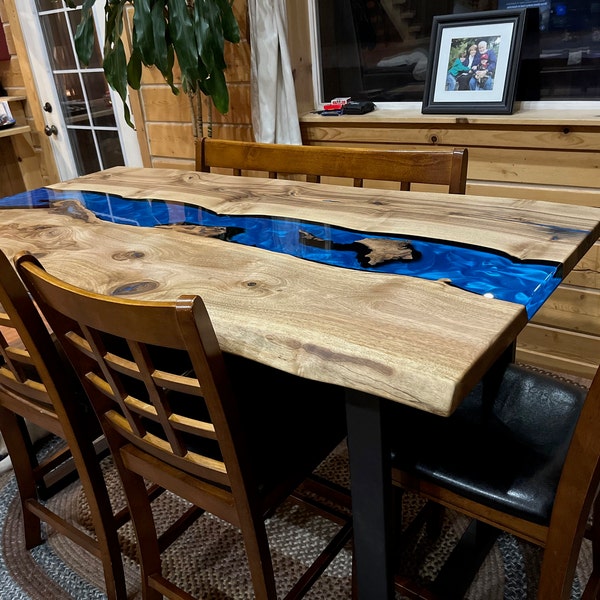 Epoxy Table, Custom Dining Table, Dining Room Table, Live Edge Table ...