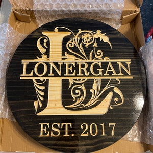 Wood Monogram Sign - Etsy