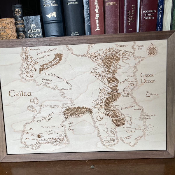 Throne of Glass Map, Wood Engraved Map of Erilea - Etsy