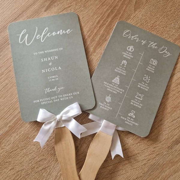 Personalised Wedding Fans for Guests | Wedding Program Fans | Custom ...