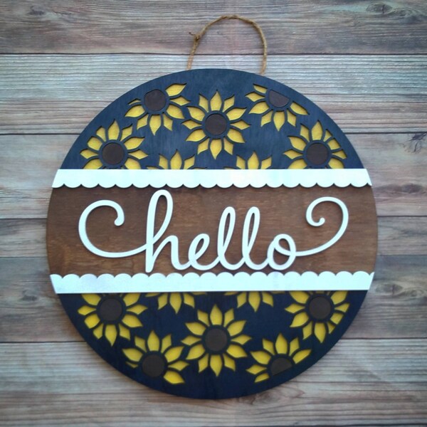 Hello Sunflower SVG, Welcome Sign SVG, Fall Door Decor Svg, Sunflower ...