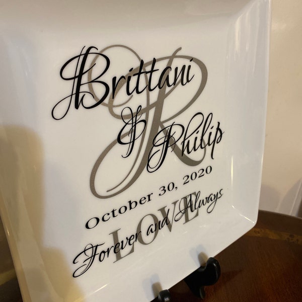 Personalized Wedding Gift Plate Anniversary Gift for Couple Bridal ...